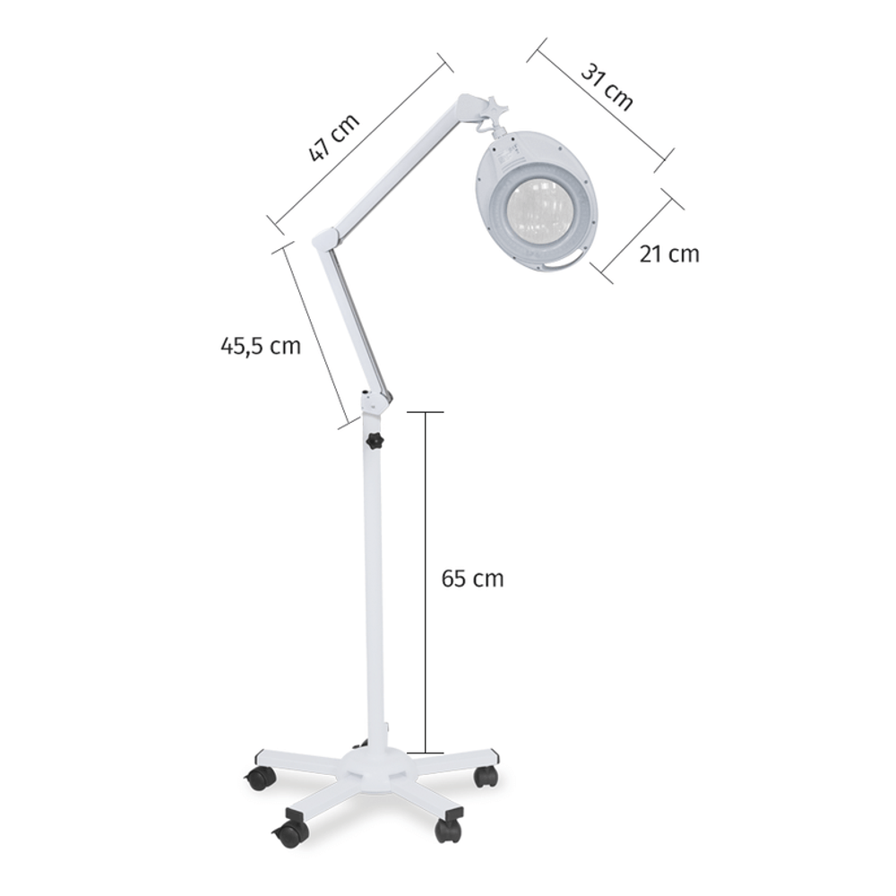 Lupa LED Round View Tripé Branco - Estek - tudobeloestetica