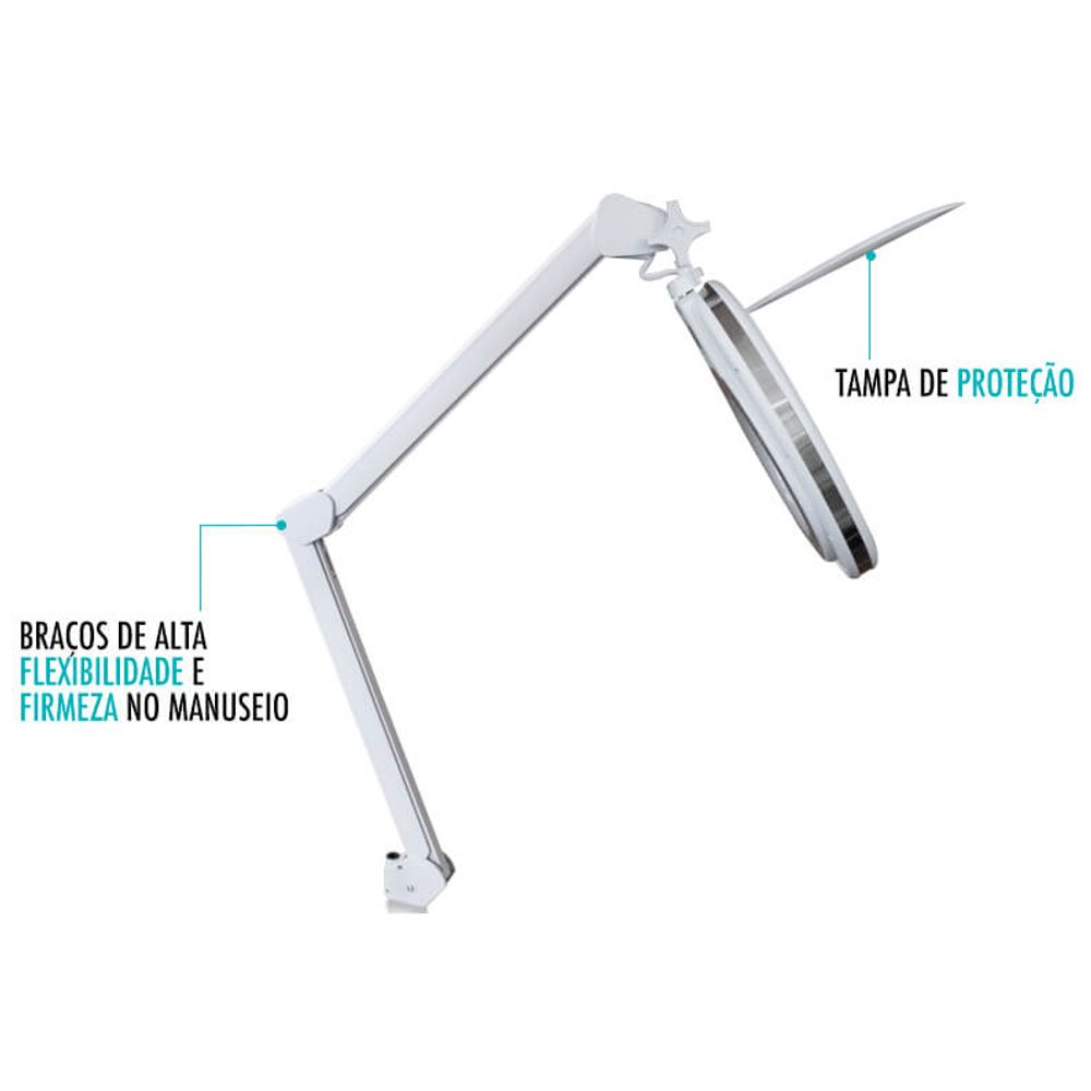 Lupa LED Round View Tripé Branco - Estek - tudobeloestetica